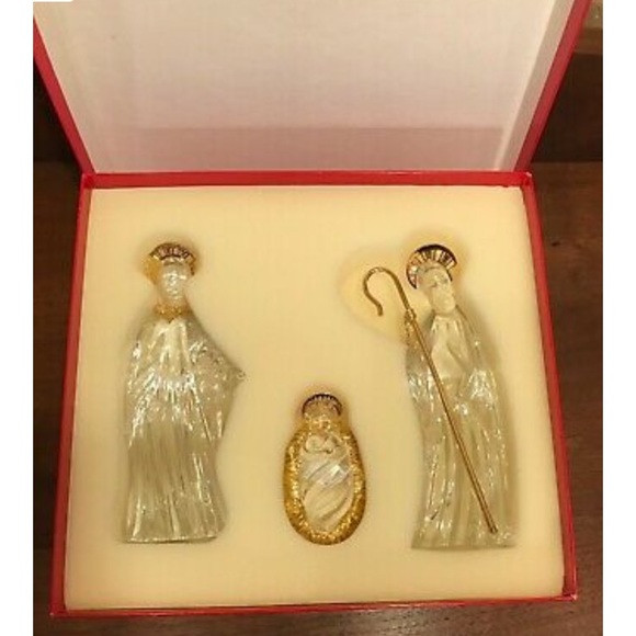 Vintage | Accents | Gorham Crystal Jesus Mary 3 Piece Nativity Set ...